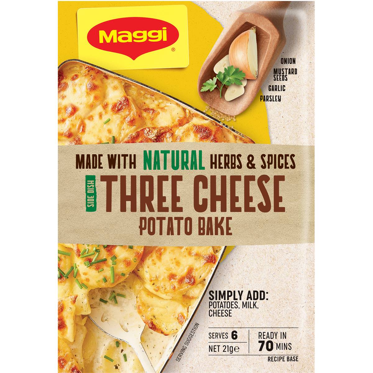 Maggi Side Dish Three Cheese Flavoured Potato Bake 21g – Gluten Free ...