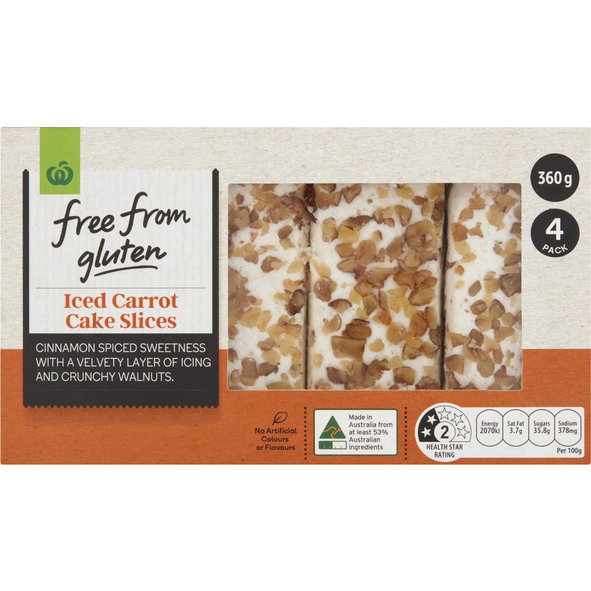 Woolworths Free From Gluten Iced Carrot Cake Slices 4 Pack – Gluten ...