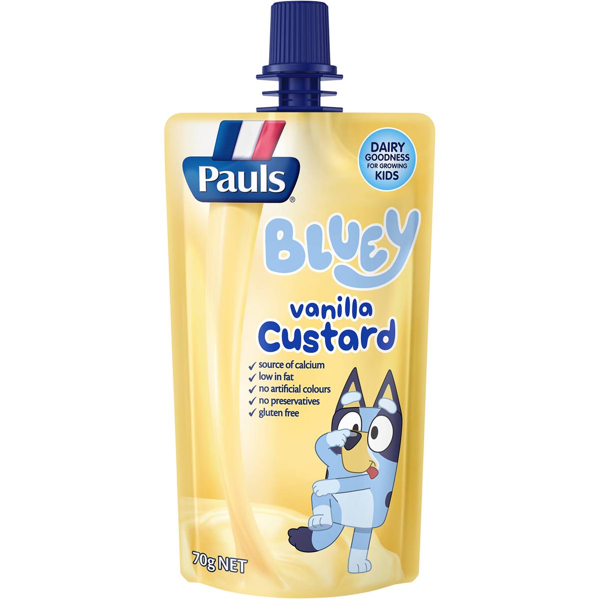 Pauls Custard Pouch Bluey Vanilla 70g – Gluten Free Products of Australia